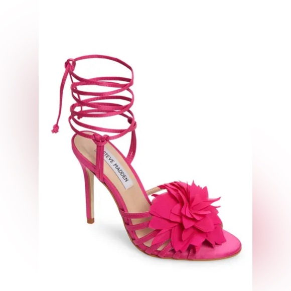Steve Madden | Shoes | Steve Madden Jolisa Satin Flower Ankle Wrap ...